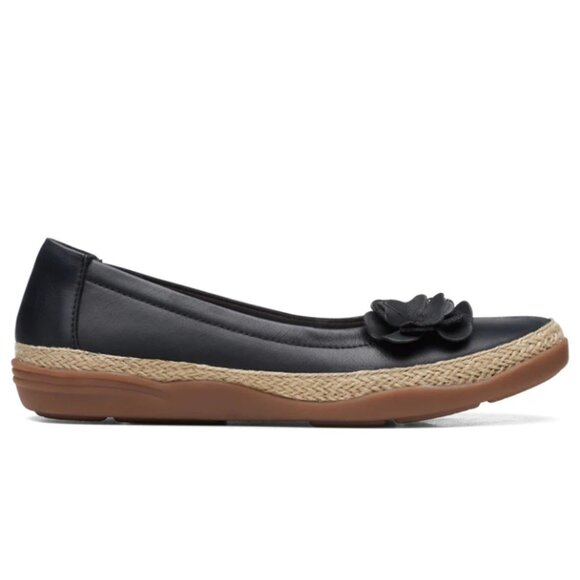 Clarks | Shoes | Clarks Black Boat Flats Ballerina Leather Comfort ...